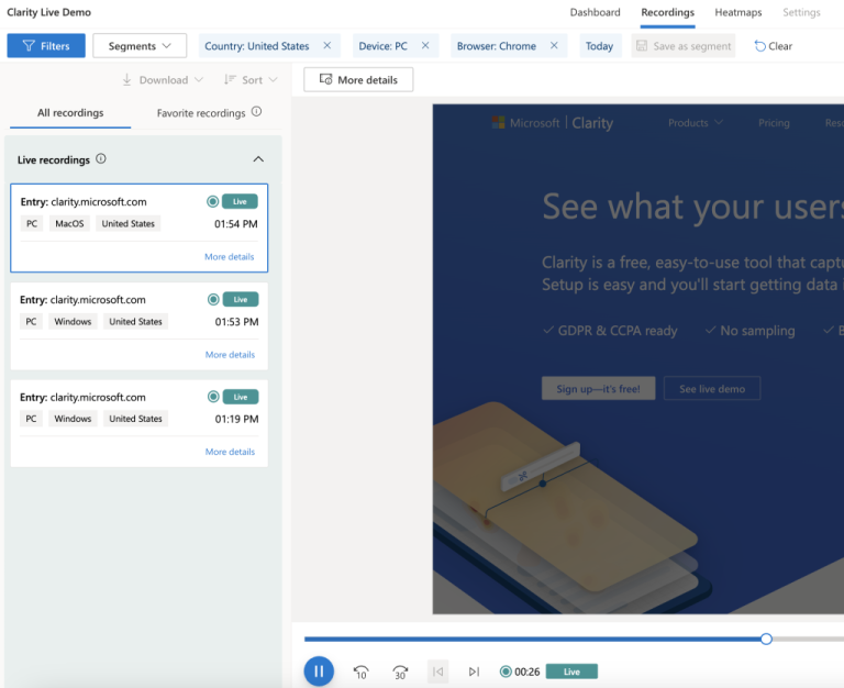 Clarity Live Recording Is Here Understand Your Customers Microsoft