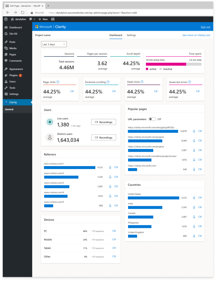 View Clarity insights inside WordPress - Understand your customers ...